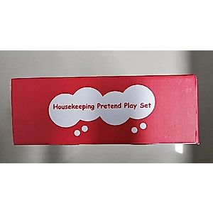 HELLOWOOD Kids Cleaning Set, 8pcs Housekeeping Play Set Includes Broom Mop Duster Dustpan Brushes Rag and Organizing Stand, Cleaning Toys Gift for Toddlers Girls Boys Age 3-6, Solid Beech Wood