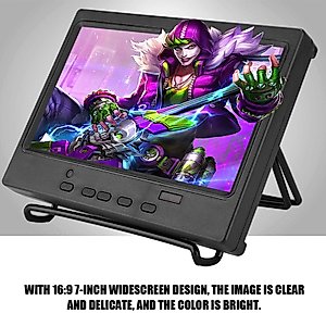 Monitor, 7 Inch Portable Monitor, 1024x600 Multifunction Display for , car Display, CCTV, +VGA + Input, Support Remote Control(US)