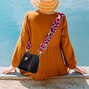 Womens Girls Crossbody Straps for Purses Pink Leopard Print Adjustable Guitar Strap for Handbags