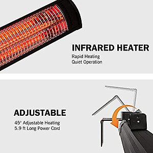 Vilobos Wall Mounted Heater, 750W/1500W Electric Patio Heater with Remote Control, Hanging Heater w/Waterproof IP65, Infrared Heater for Garage, Outdoor or Indoor Use