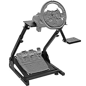 Hottoby Racing Simulaor Cockpit Aluminum Profile Truck Simulator with Red Seat&Monitor Frame Fit for Logitech/Thrustmaster/Fanatec G920,G923&T80 F1 Professional,No Handbrake,Pedals,Steering Wheel