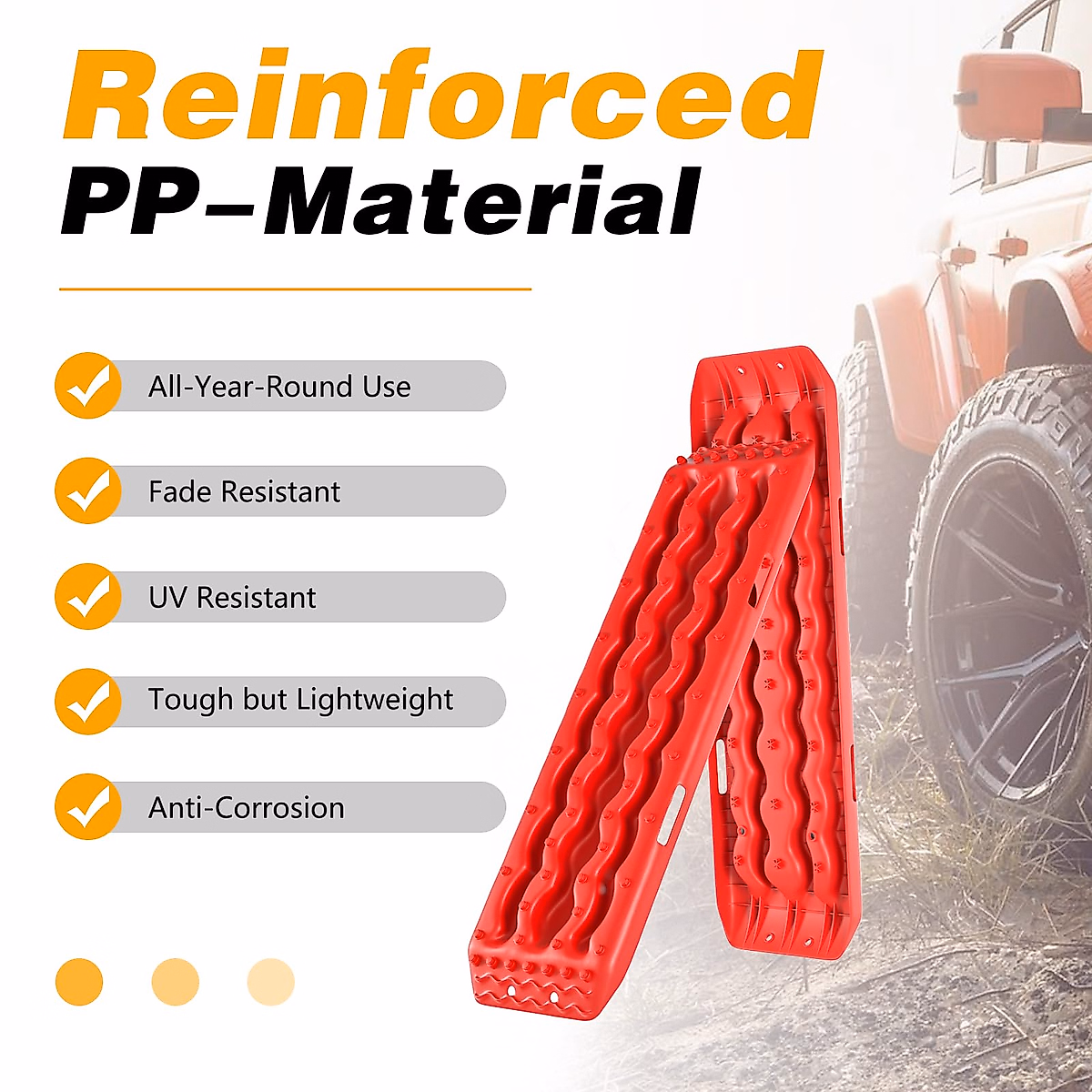 LILYPELLE Off Road Traction Boards, 2PCS Recovery Tracks Traction Mat for 4x4 Vehicle Truck SUV Car Offroad Sand Snow Mud Emergency Tire Traction Pads, Red