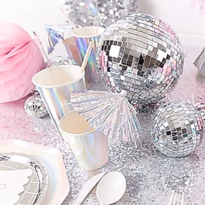 Newmemo 11pcs Disco Ball Cake Decoration Mirror Cake Topper 70's Disco Disco Ball Table Decorations Disco Ball Centerpiece Decor Dance Birthday 70s Theme Party
