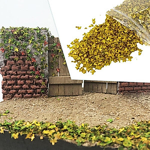 AMLESO 33ml Micro Landscape Leaves Model Scenery Grass Tufts Table Diorama Railway Scene Accessories Leaf for Fairy Garden Bonsai Ornaments, Yellow
