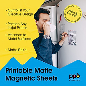 PPD 10 Sheets Printable Inkjet Magnetic Sheets Glossy Finish Premium 13mil Thick Photo Paper Quality, Instant Dry and Water-Resistant 8.5x11 (PPD-31-10)