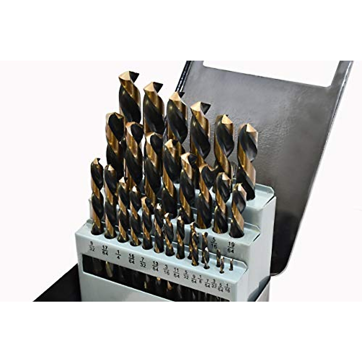 29PC Left Hand Industrial Black & Gold Drill Bit Set 135 degree split Point