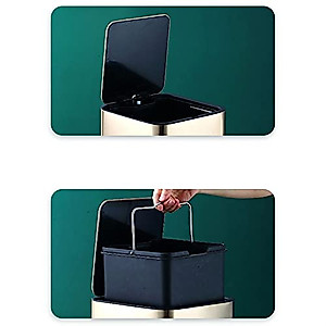 DYPASA Garbage Can 10L Modern Stylish Stainless Steel Trash Can with Lid Call That Toilet Feasible Kitchen Foot-Operated Garbage Can Large Capacity Trash Bin (Color : Gold)