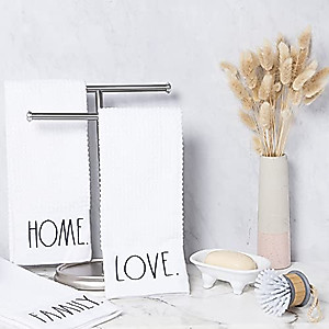 Rae Dunn Set of 3 Hand Towels for Kitchen and Bathroom, 100% Cotton, Embroidered White Dish Towels Embroidered Family, Home, Love 16 inches x 26 inches Decorative Hand Towels