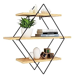 TJLSS Room Ledge Floating Wall Shelf Books Rack Organizer Bracket Storage Holder Home Decor Wooden Mount Office