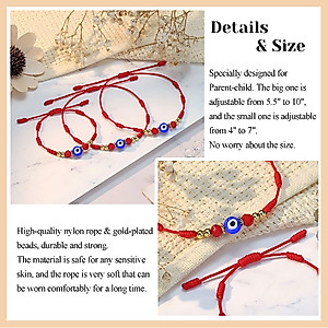UNGENT THEM Evil Eye Bracelets Mal De Ojo Red String Kabbalah Protection Mommy and Me Back to School Bracelet for Women Boy Girls Son Daughter Family