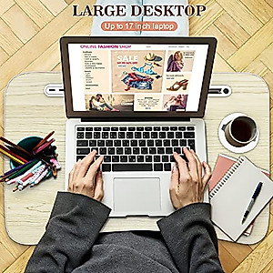Zapuno Laptop Lap Desk, Foldable Laptop Table Tray with 4 USB Ports Storage Drawer and Cup Holder, Laptop Bed Desk Laptop Stand for Bed Lap Tray Portable Standing Table for Bed Couch Floor