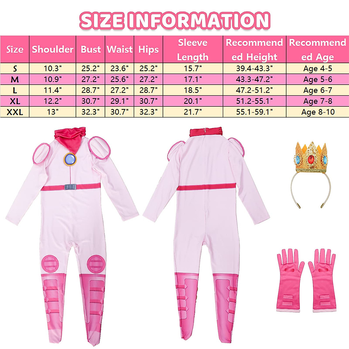 Ratoher Super Brothers Princess Costume for Kids, Peach and Daisy Princess Cosplay Costume for Toddler Girls