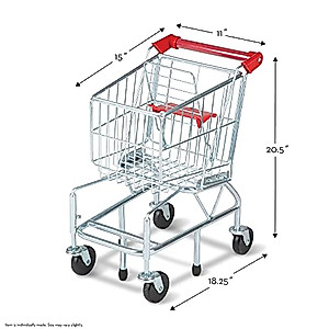 Melissa & Doug Toy Shopping Cart With Sturdy Metal Frame - Toddler Shopping Cart, Pretend Grocery Cart, Supermarket Pretend Play Shopping Cart For Kids Ages 3+