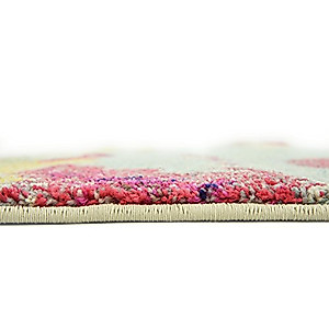 Unique Loom Estrella Collection Light Colors, Abstract, Modern, Vibrant Area Rug, 3 ft 3 in x 5 ft 3 in, Pink/Ivory