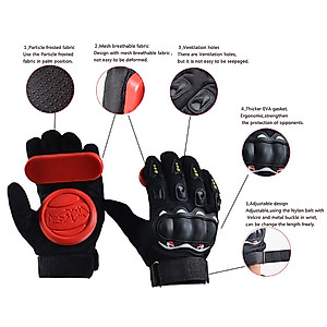 Acoser Longboard Downhill Slide Gloves Skate Gloves with Slide Pucks (Black)