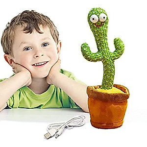 Dancing Cactus Toy Mimicking Talking Cactus Adjustable Volume Singing Cactus Embroidery Buttons Repeating What You Say with Wriggle Lighting, Recording Cactus Soft Plush Baby Toy Funny Toy FG__