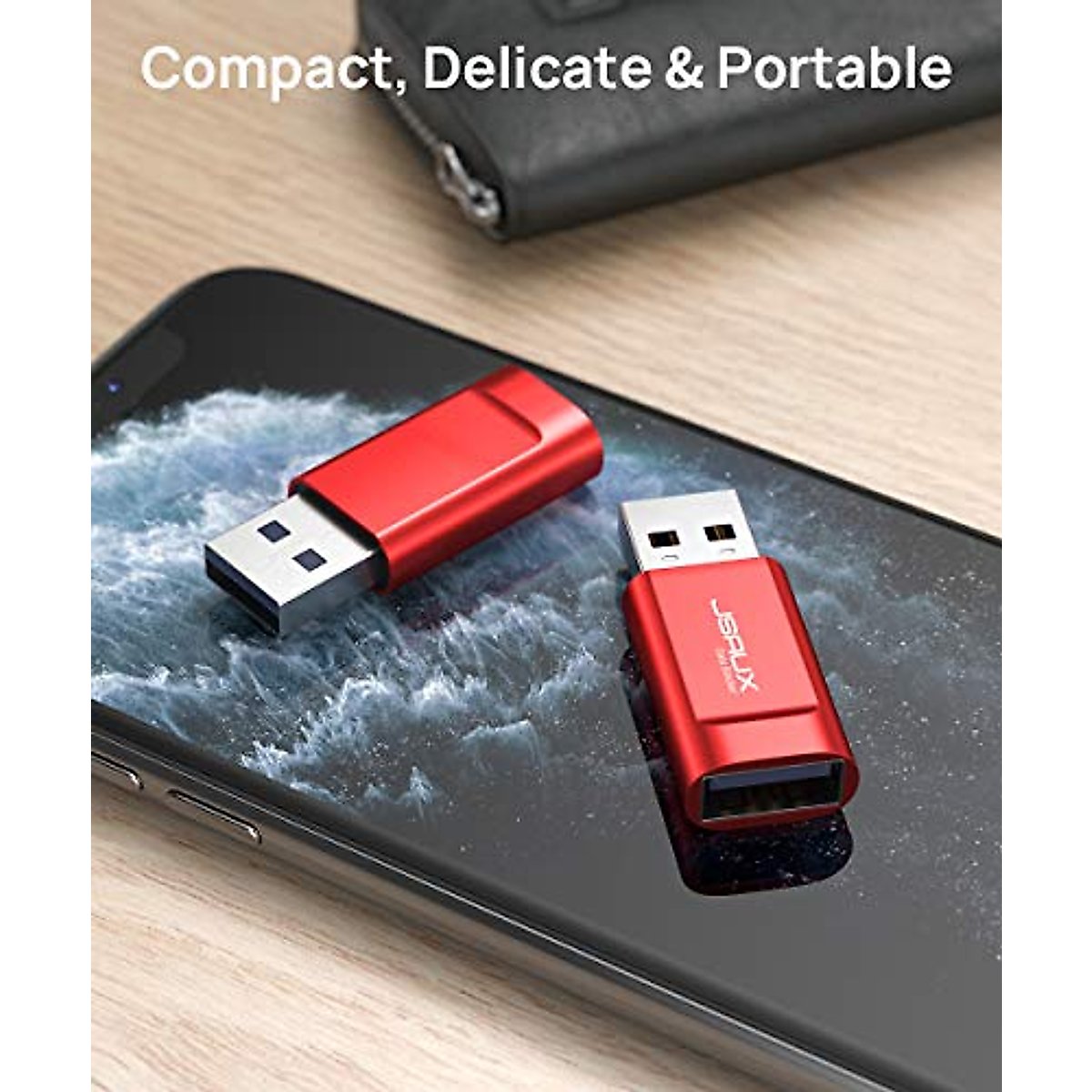 JSAUX USB Data Blocker, (4-Pack) USB-A Defender Only for Quick Charge, Protect Against Juice Jacking, Refuse Hacking Provide Safe Charging- Red