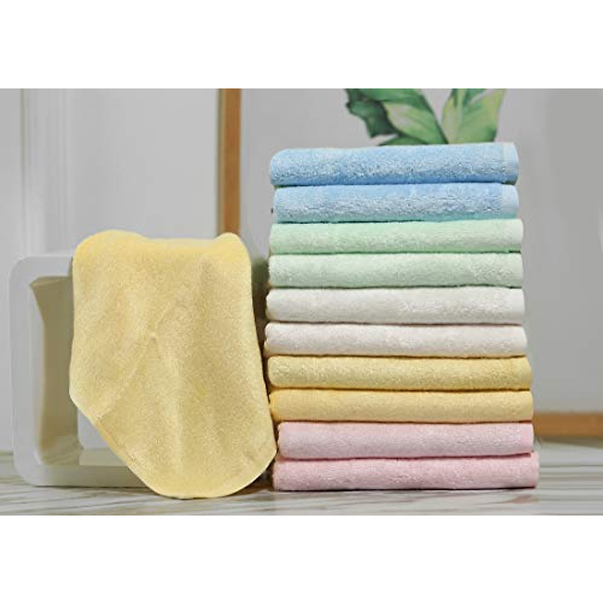 100% Bamboo Fiber Fade-Resistant Super Soft and High Absorbent Multi-Purpose Fingertip Towels, 8 Washcloths Face Cloths (10inch x 10inch).8Pieces