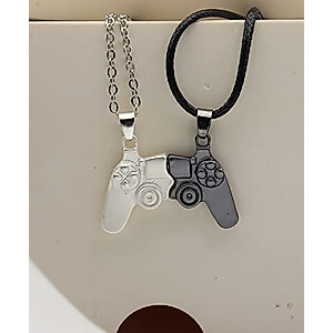 FUTIMELY Magnetic Game Controller Necklace for Couples,Matching Game Necklace forHim and Her Lovers BFF Necklace Best Friend Necklace,Friendship Necklace (Black+Silver)