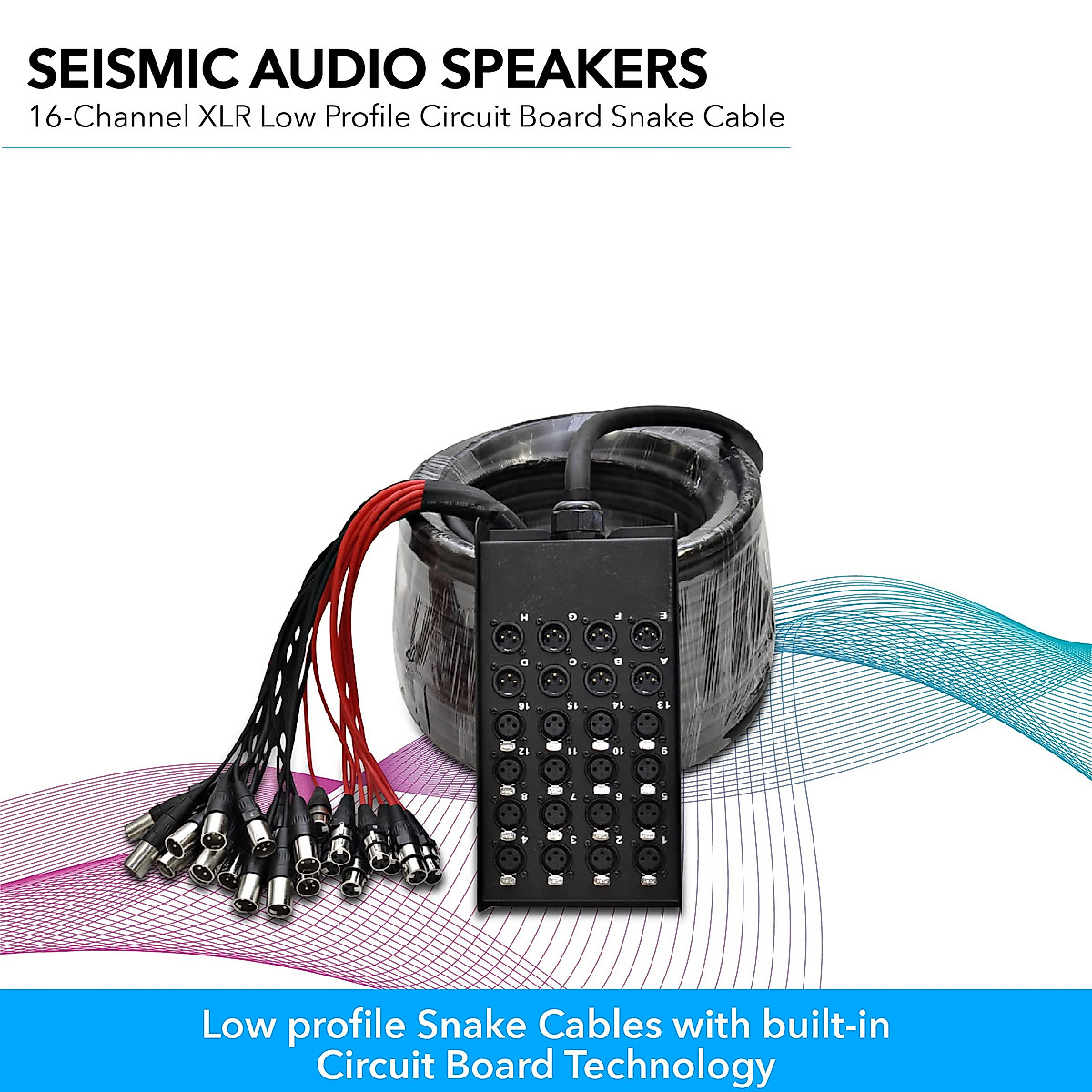 Seismic Audio Speakers 16 Channel Low Profile XLR Send Circuit Board Snake Cable, XLR Splitter Cable, 100 Feet