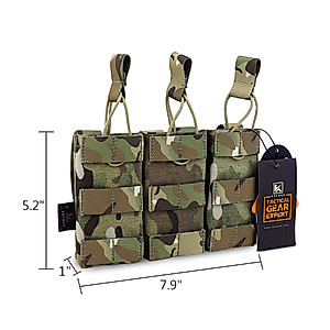 KRYDEX Tactical MOLLE Triple Open-Top 5.56mm Mag Pouch with MOLLE Strap for M4 M16 .223 Magazines(MC)…