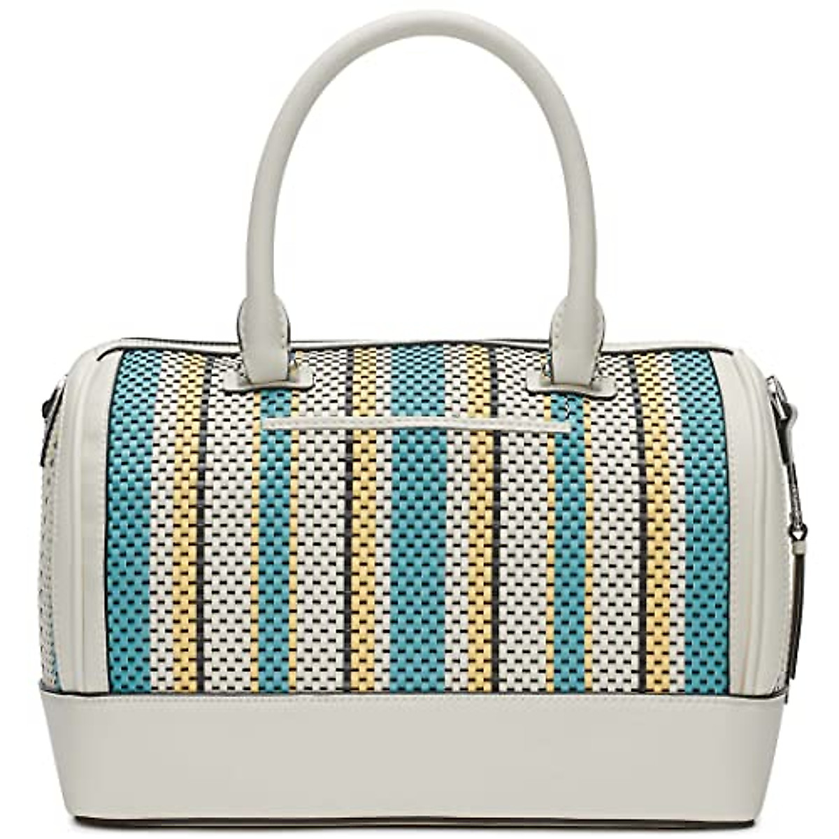 Calvin Klein Ashley Barrel Satchel, Cherub White Multi Woven