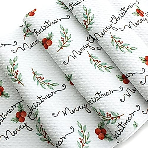 Laurel and Berries Merry Christmas Liverpool Bullet Fabric Textured Knit Jersey 4 Way Stretch - 6 Inch Strip