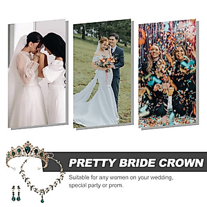 Generic Wedding Bridal Flower Jewelry Set Baroque Tiara Crystal Crown with Comb Retro Rhinestone Necklace Earrings Bridesmaids Queen Costume for Prom Party ( Green )