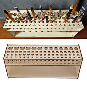 Cyrank Artist Paint Brush Holder, 67 Holes Paintbrush Holder Stand for Pencils Makeup Brushes Wooden Paint Brush Holder Paint Brushes Dryer Holder Desk Watercolor Brush Organizer Detachable