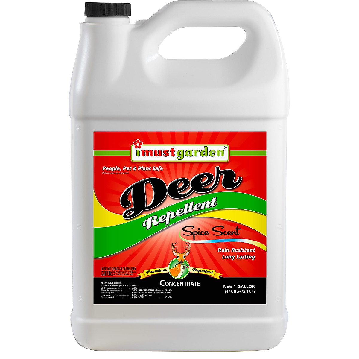 I Must Garden Deer Repellent Concentrate – 1 Gallon: Spice Scent Deer Spray for Plants – Natural Ingredients - Makes 10 Gallons, Covers 40,000 sq. ft.
