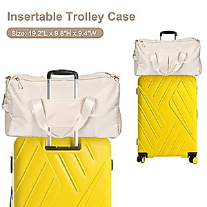 Small Gym Bag for Women and Men, Sports Duffel Bags for Dance and Swimming, Weekender Overnight Bag with Shoes and Wet Clothes Compartment (Beige)