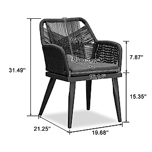 PURPLE LEAF 2 Pieces Outdoor Patio Dining Chairs All-Weather PE Rattan Patio Furniture with All Aluminum Frame for Lawn Garden Backyard Deck, Grey
