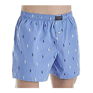 POLO RALPH LAUREN Men's Classic Cotton Woven Boxers (Small, Harbour Blue)
