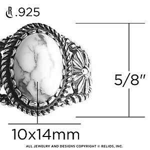 American West Jewelry Sterling Silver Women's Ring White Howlite Gemstone Native-Inspired Flower Design Size 7