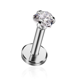 Gabry&jwl 4Pcs 16G 316L Stainless Steel Lip Studs/Ear Studs Love/Star/Square/Round Shape Cubic Zircon Labret Tragus Cartilage Helix Lobe Earring Studs Monroe Lip Piercing