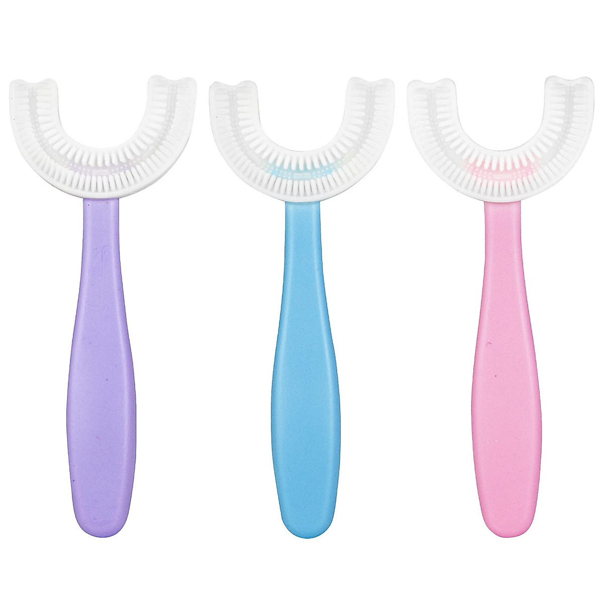 BLUEEZREAL 3Pcs U-Kid-Shaped Toothbrush Kids, for Kids Age 6-12, Children Toothbrush, 360 Degree Toothbrushes U Shape, Gentle Cleaning & Protect Teeth Gums, Multicolor