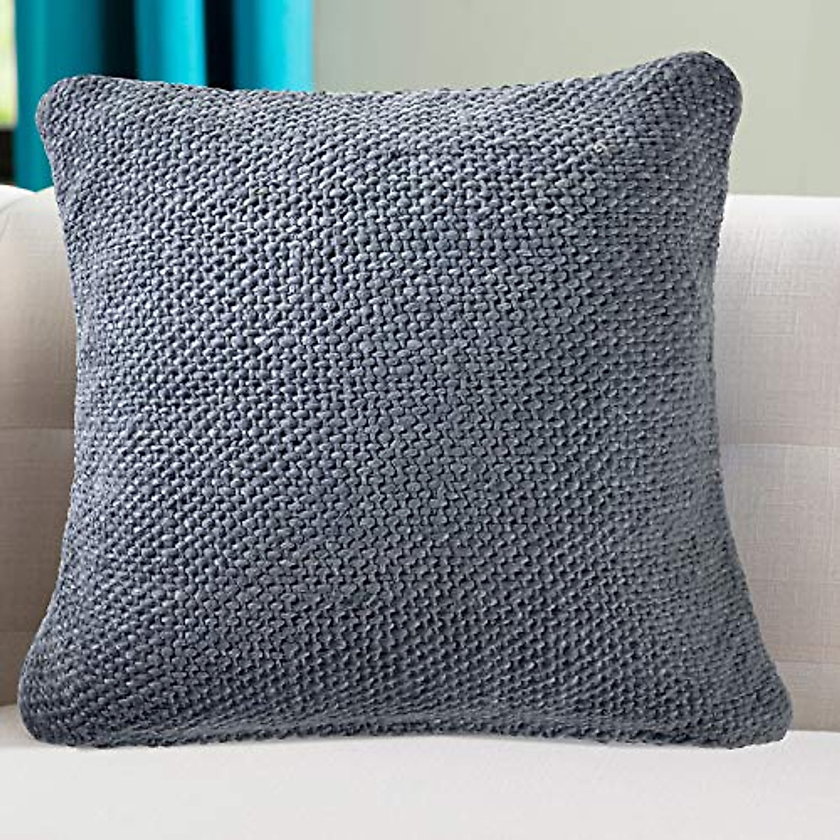 LR Home Frost Blue Woven Throw Pillow, 20" x 20"