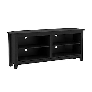 Walker Edison Maxwell Classic 2 Shelf Corner TV Stand for TVs up to 65 Inches, 58 Inch, Black