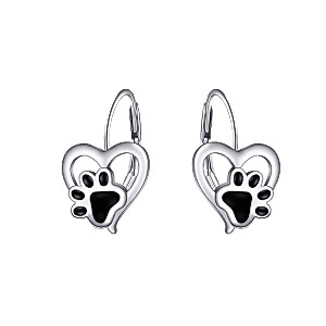 925 Sterling Silver Forever Love Puppy Paw Drop Lever Back Earrings for Women Girlfriend Gift