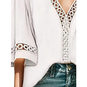 Flamingals Solid Hollow Out V Neck Saree Blouse for Women Readymade White L