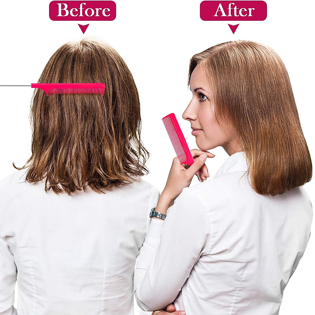 16 Pieces Rat Tail Comb Foiling Combs Steel Pin Rat Tail Fiber Heat Resistant Teasing Combs with Stainless Steel Pintail for Women Girls Hair Styling