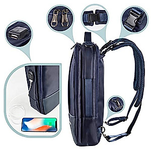 LS LifeStyle Leather 3 in 1 Backpack USB Briefcase Waterproof 15.6 Laptop Bag