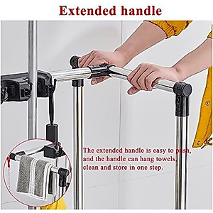 DHWDPO Mop rack, Movable Commercial Cleaning Tool Holder,Broom and Mop Holder, Umbrella Stand Put Wet Mops, for Garages, Hotels, Schools, Restaurants