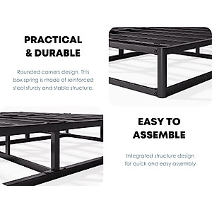 HUEIIS Queen Box Spring 5 Inch Low Profile Strong Metal Frame Mattress Foundation, Quiet Noise-Free,Easy Assembly, 3000lbs Max Weight Capacity