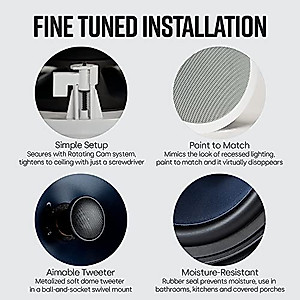 Polk Audio RC80i 2-way Premium In-Ceiling 8" Round Speakers, Set of 2 Perfect for Damp and Humid Indoor/Outdoor Placement - Bath, Kitchen, Covered Porches (White, Paintable-Grille)