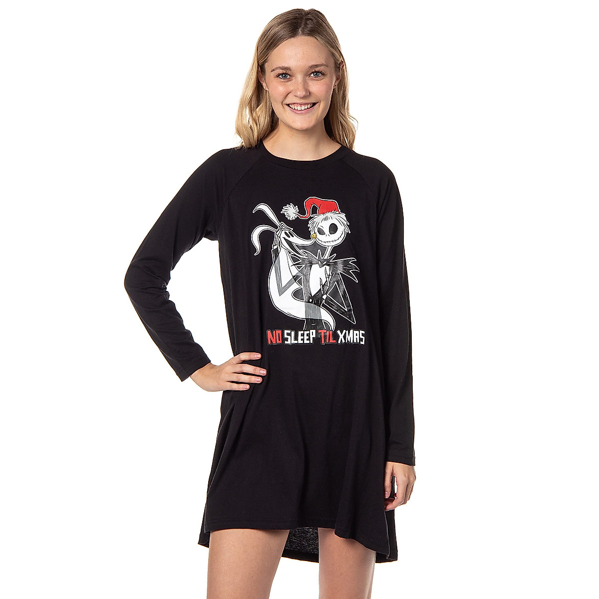 The Nightmare Before Christmas Women's Jack Skellington No Sleep Til Xmas Sleep Shirt with Socks (Large) Black