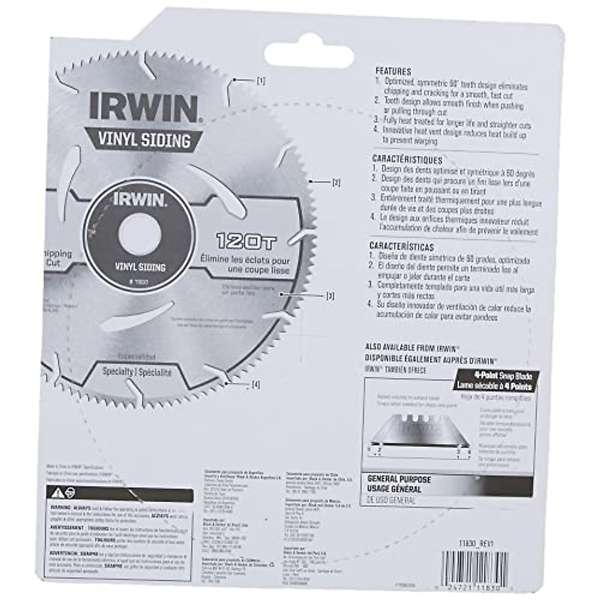 IRWIN Tools MARATHON Vinyl Siding Corded Circular Saw Blade, 7 1/4-inch, 120T (11830)