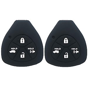 2Pcs XUHANG Sillicone Key fob Skin Key Cover Keyless Entry Remote Case Protector Shell for Toyota Camry Avalon Matrix Corolla Land Cruiser 4 Button Smart Remote Key Black