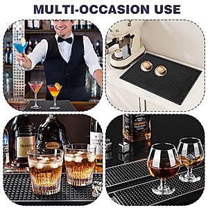 Bar Mat Spill Mat for Cocktail and Coffee Bar Set of 4 Nonslip Flexible Rubber Bar Service Spill Mat Barber Mats Dish Drying Mat (24" x 12"+18" x 12"+23" x 3"+12" x 6" Black)