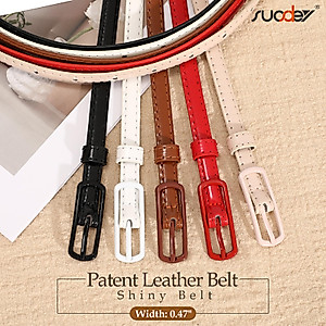SUOSDEY 4 Pack Thin Belts for Women Skinny Leather Belts with Metal Buckle for Dresses Pants Jeans